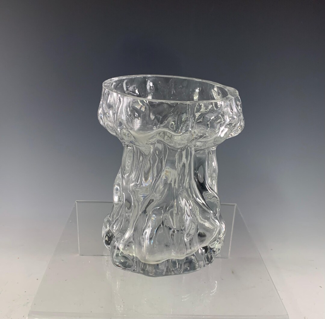 Ingrid Glasshutte Germany Ice Bark Candleholder or Bud Vase/bulb Forcer ...