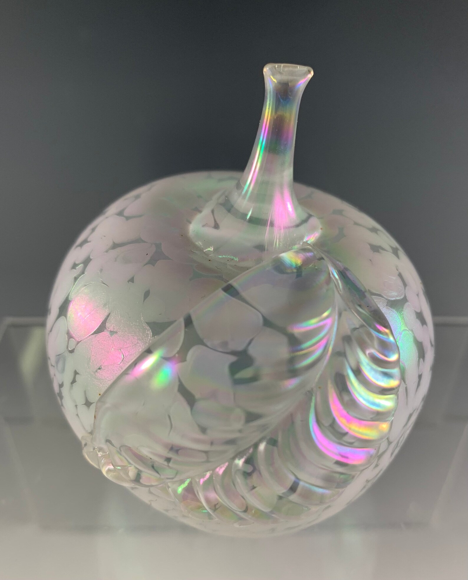 Art Glass Iridescent Apple Paperweight - Etsy