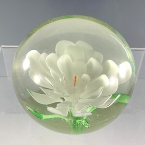 Art Glass White Flower Paperweight - Etsy