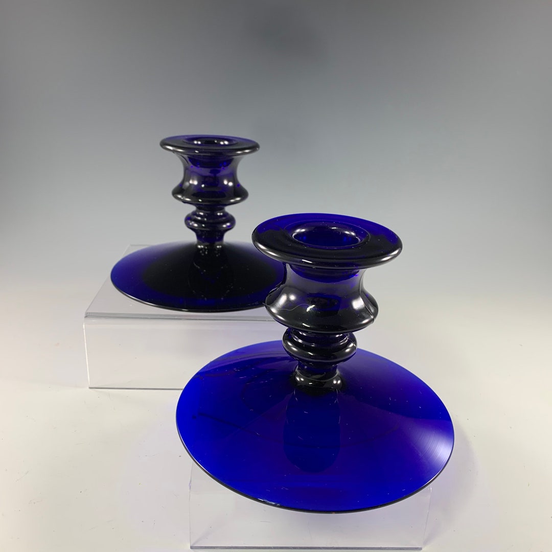 Cambridge Glass No. 628 Low Candlesticks in Royal Blue - Etsy