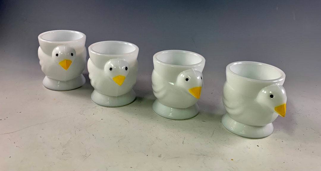Opalex France Milk Glass Baby Chick Egg Cups Set of 4 - Etsy