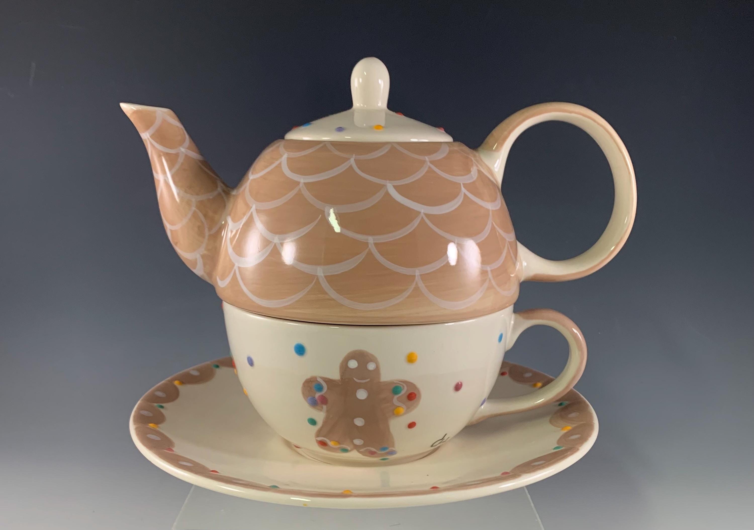 Le Gourmet Chef Christmas Gingerbread Man Stacking Tea for One Set - Etsy