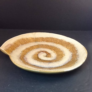 Spiral Ceramic Plate, Ammonite Fossil Shape Vintage Pottery Dish/ Bowl ...