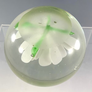 Art Glass White Flower Paperweight - Etsy