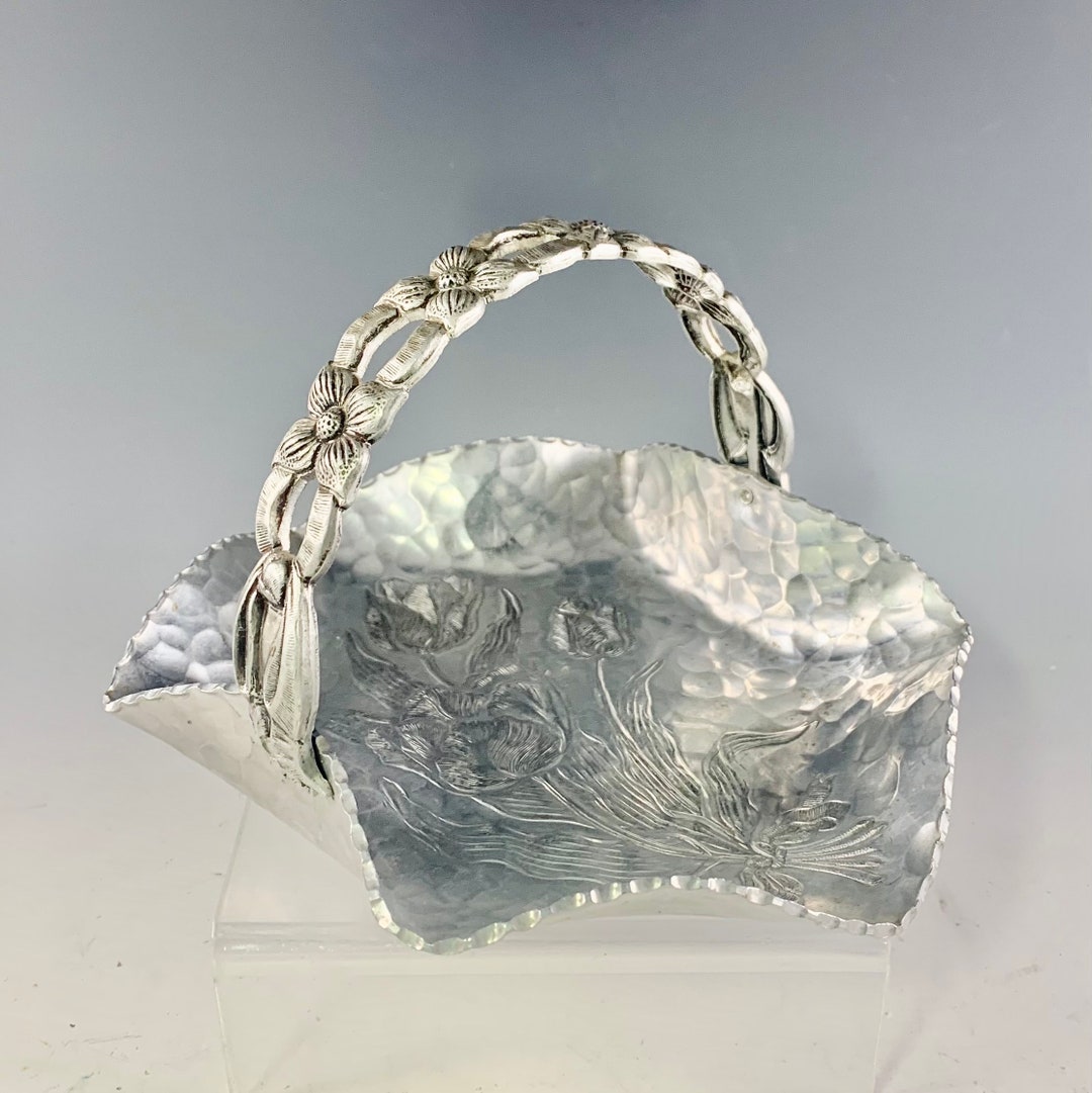 Rodney Kent Hammered Aluminum Tulip Handled Basket - Etsy