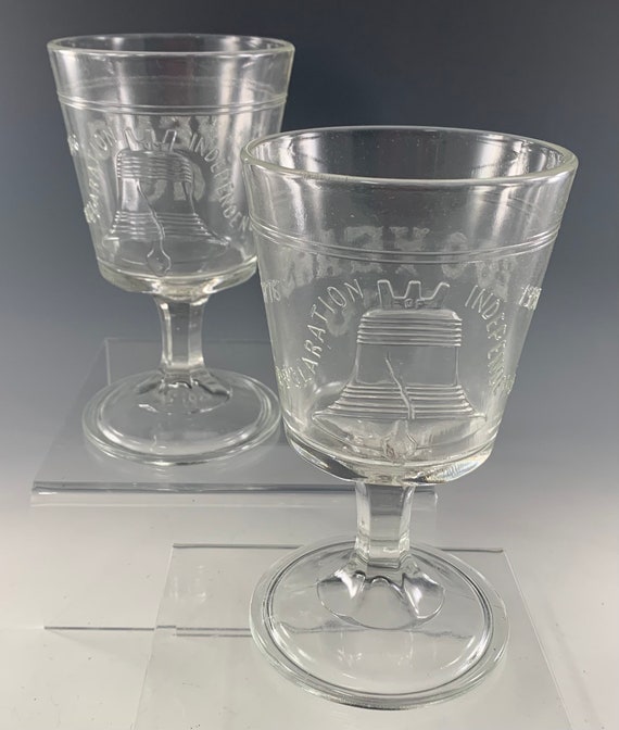 Bicentennial Historical Glassware Liberty Bell Goblets Set - Etsy