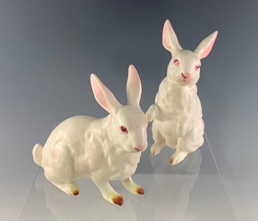Lefton White Rabbit Figurines - Etsy
