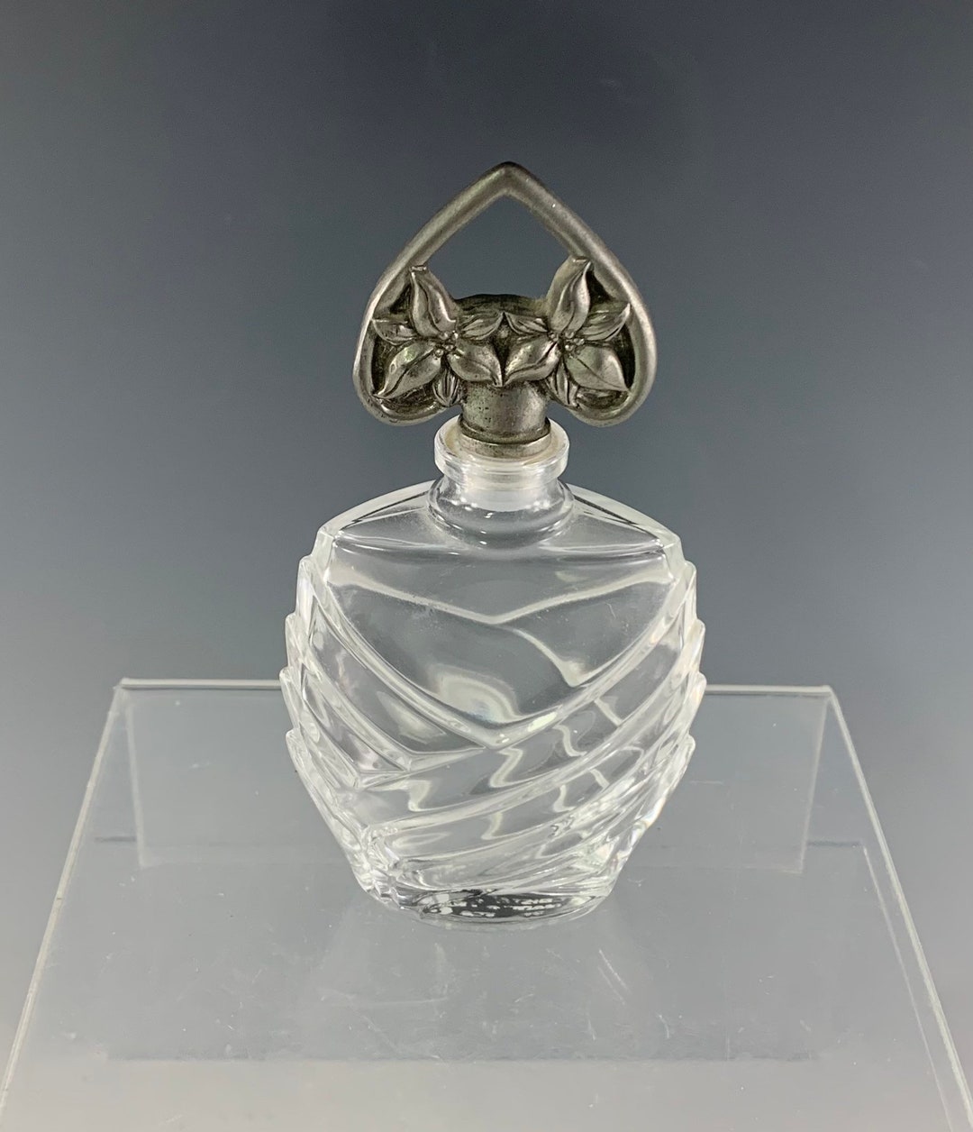 Cristal VCA Perfume Bottle With Double Flower Pewter Stopper Made in ...