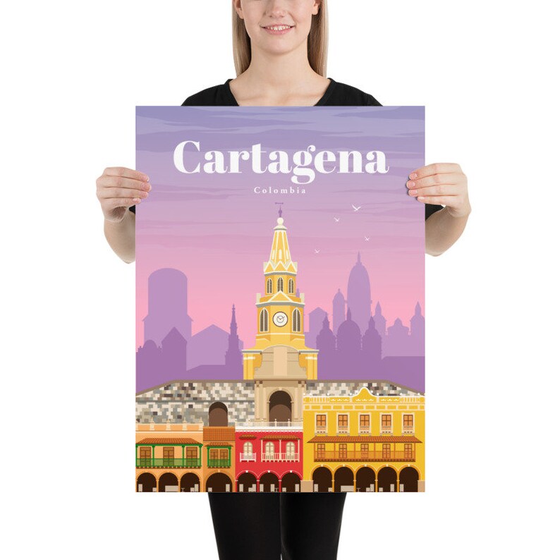 Cartagena City Travel Poster, Wall Art Print, Vintage Memento, Colombia ...