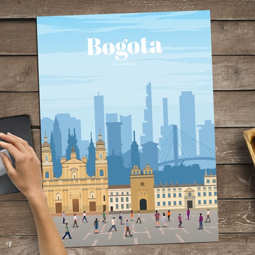 Bogota Poster Colombia Vintage Travel Print Wall Art City - Etsy