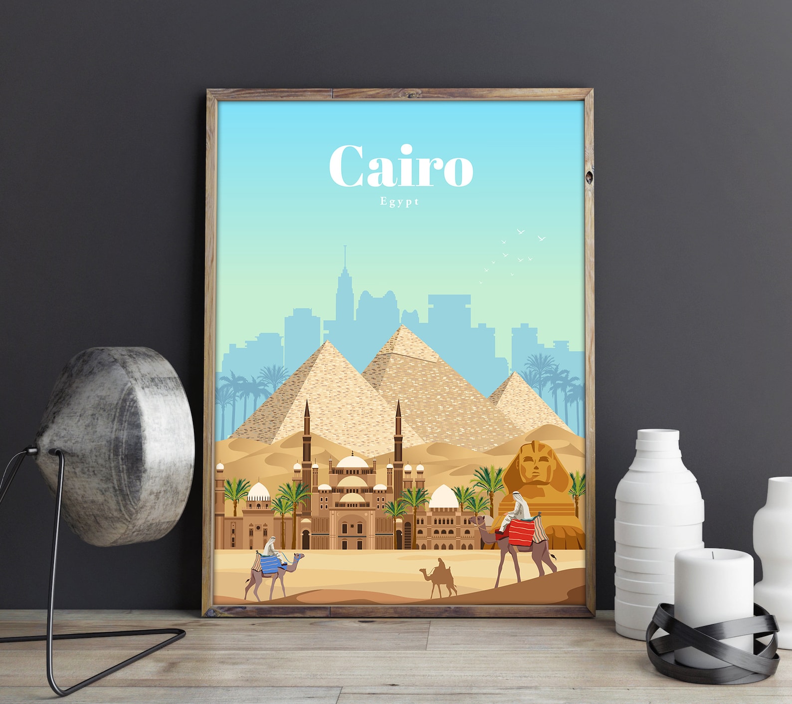 Cairo City Travel Poster Egypt Wall Art Prints Vintage | Etsy