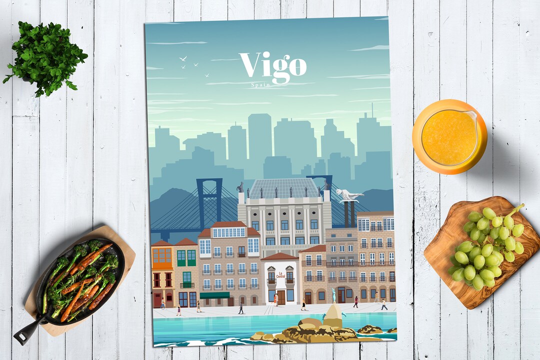Vigo City Travel Poster, Spain Wall Art Prints, Vintage Print, Europe ...