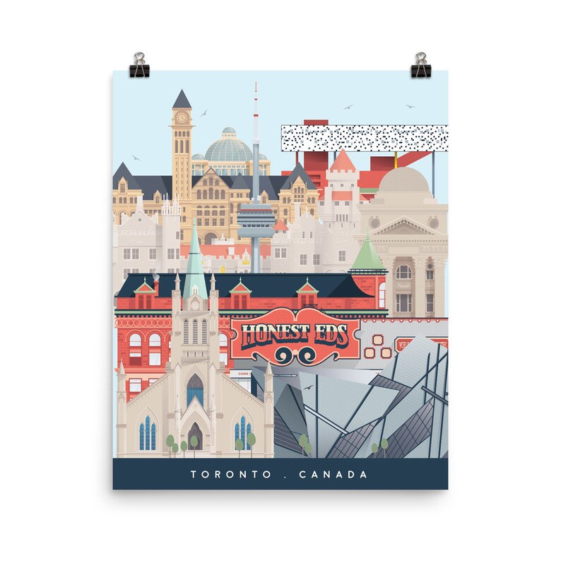 Digital Art Print and Illustration of Toronto's Landmarks | Etsy