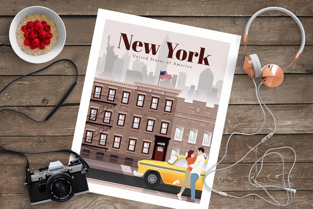 NYC Travel Poster, Print, Vintage, New York, Memento, Souvenir, Gift ...