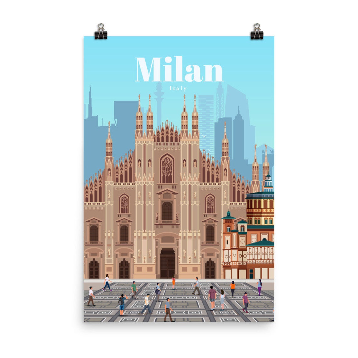 Italy Travel Poster - Milan Print - Etsy