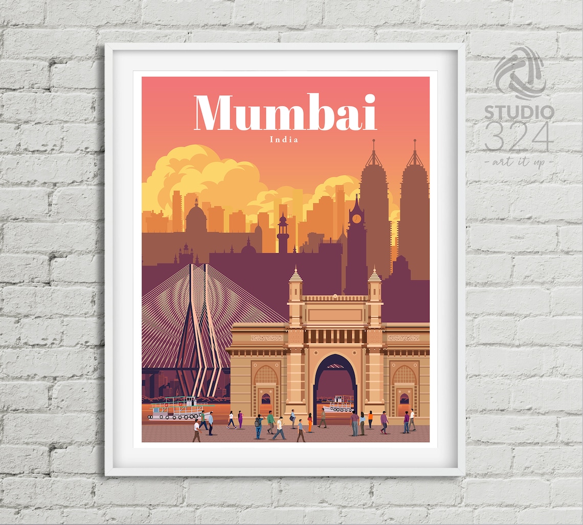 India Travel Poster Mumbai City Print Bombay Poster Prints - Etsy