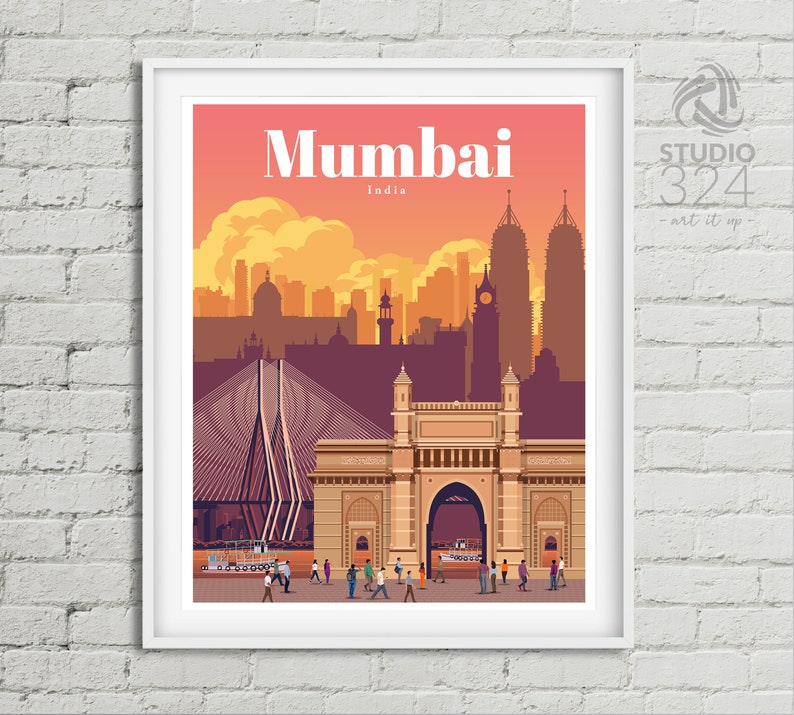 India Travel Poster Mumbai City Print Bombay Poster Prints - Etsy