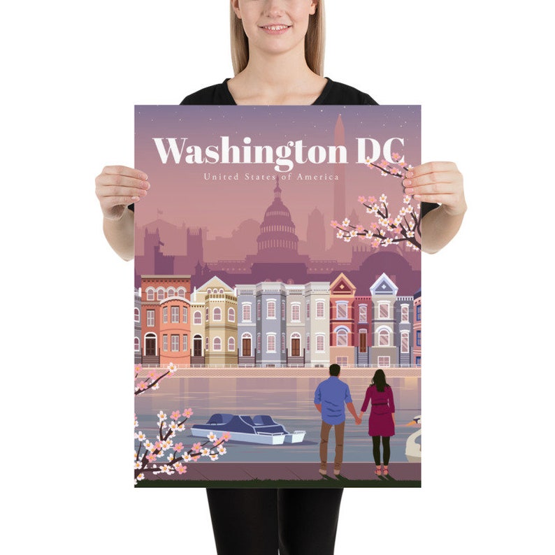 Washington DC Travel Poster, Digital Wall Art Print and Illustration ...