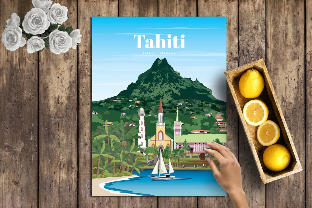Tahiti Print, Tahiti Wall Art Prints, Tahiti City Skyline Poster ...