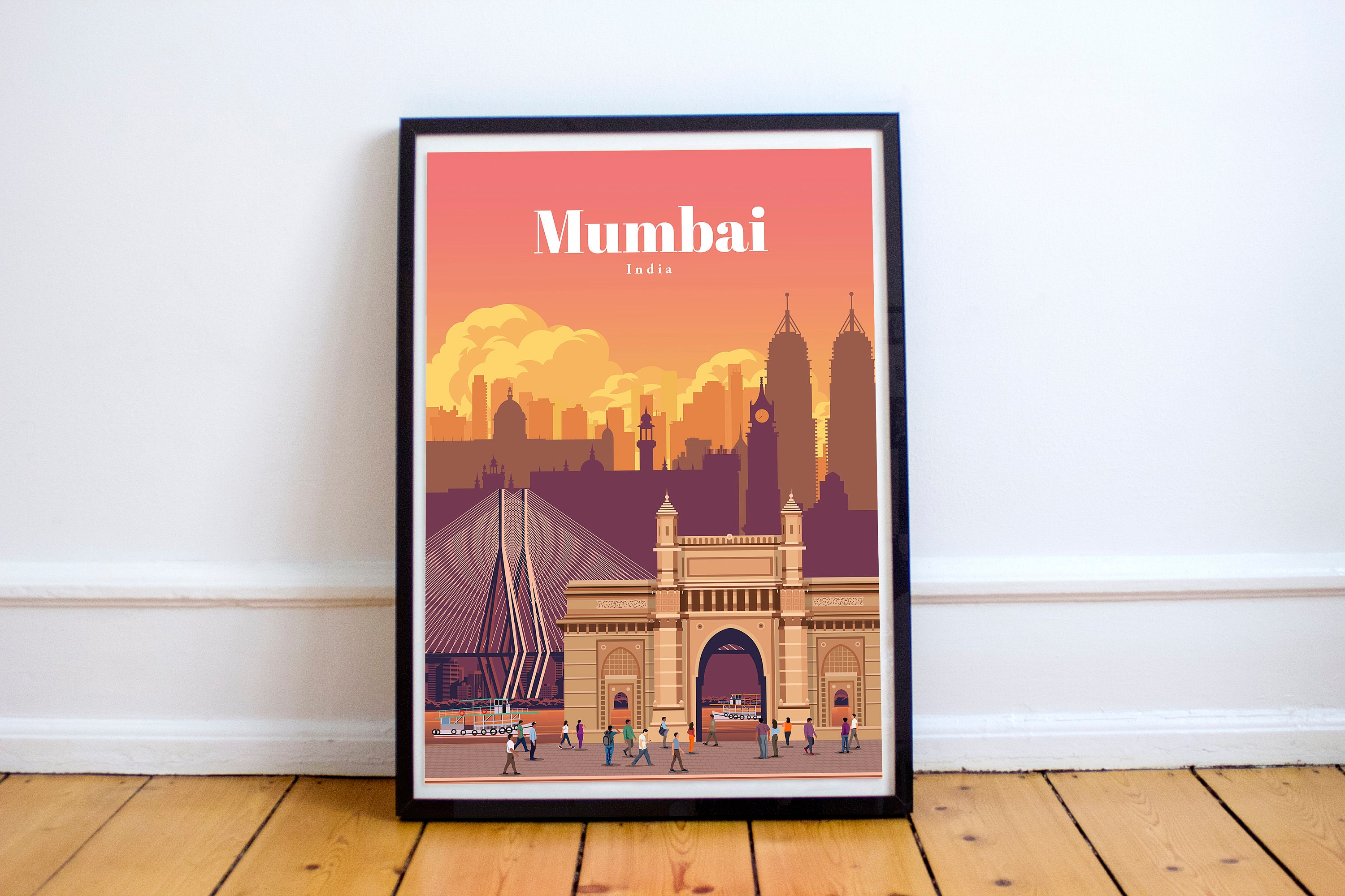 Mumbai City Travel Poster Print Vintage Memento Souvenir | Etsy