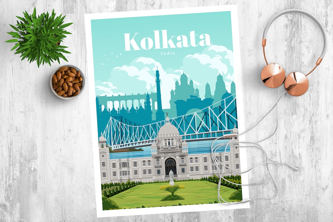Kolkata City Travel Poster, Wall Art Print, Vintage Memento, India Gift ...