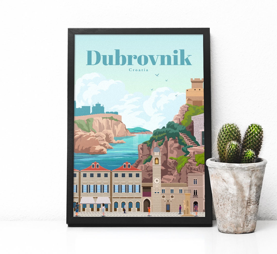 Dubrovnik Print Croatia Travel Poster - Etsy