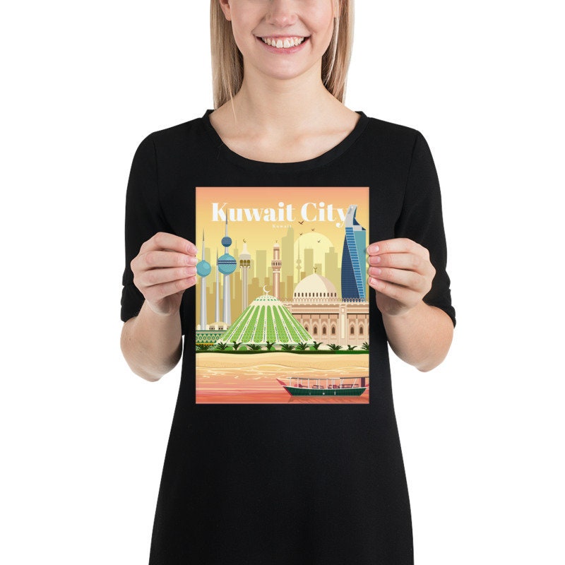 Kuwait City Travel Poster Vintage Print Memento Souvenir | Etsy