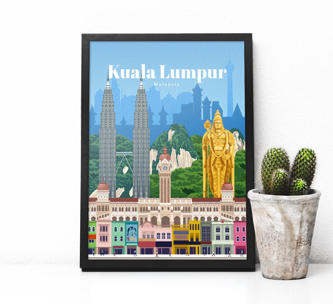 Malaysia Travel Poster - Kuala Lumpur Print - Etsy