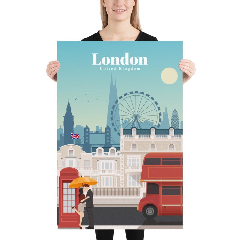 London Travel Poster, Retro London Print, London Wall Art, London ...