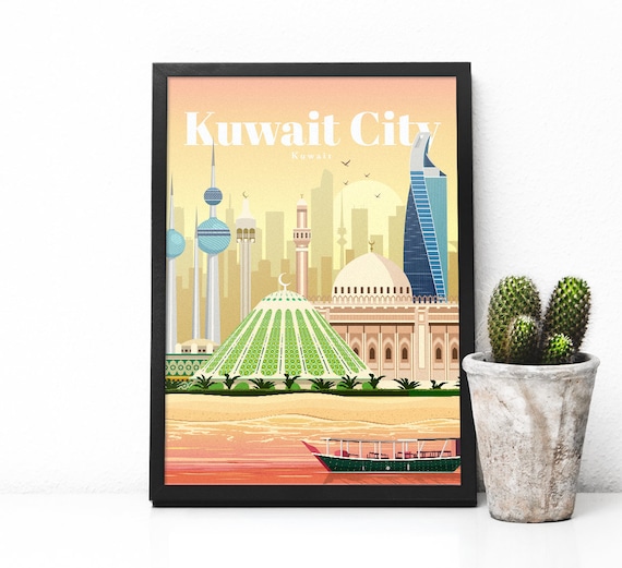Kuwait City Print Kuwait Travel Poster - Etsy