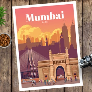 Mumbai City Travel Poster, Print, Vintage, Memento, Souvenir, Gift ...