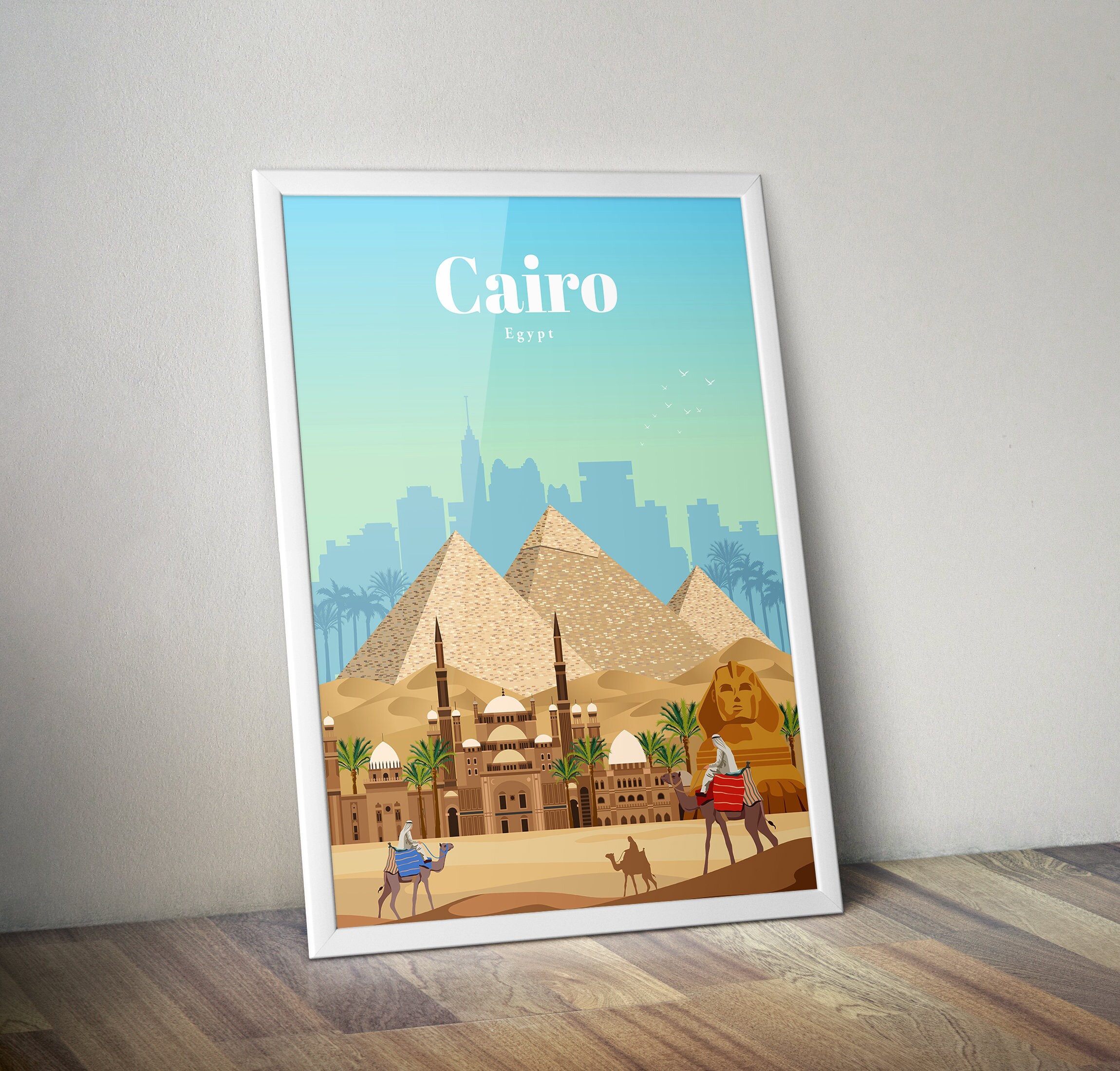 Cairo City Travel Poster Egypt Wall Art Prints Vintage - Etsy
