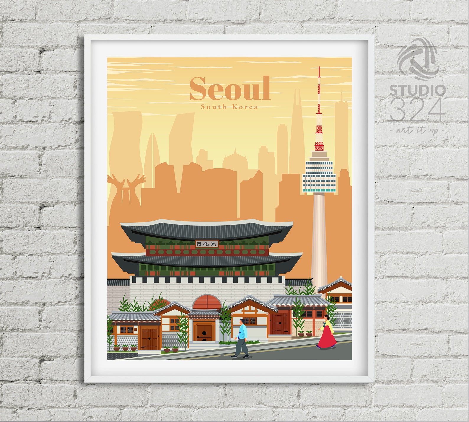 South Korea Travel Poster Seoul Print | Etsy