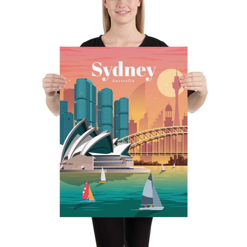Sydney Skyline Art Sydney Print Australia Wall Art Travel - Etsy