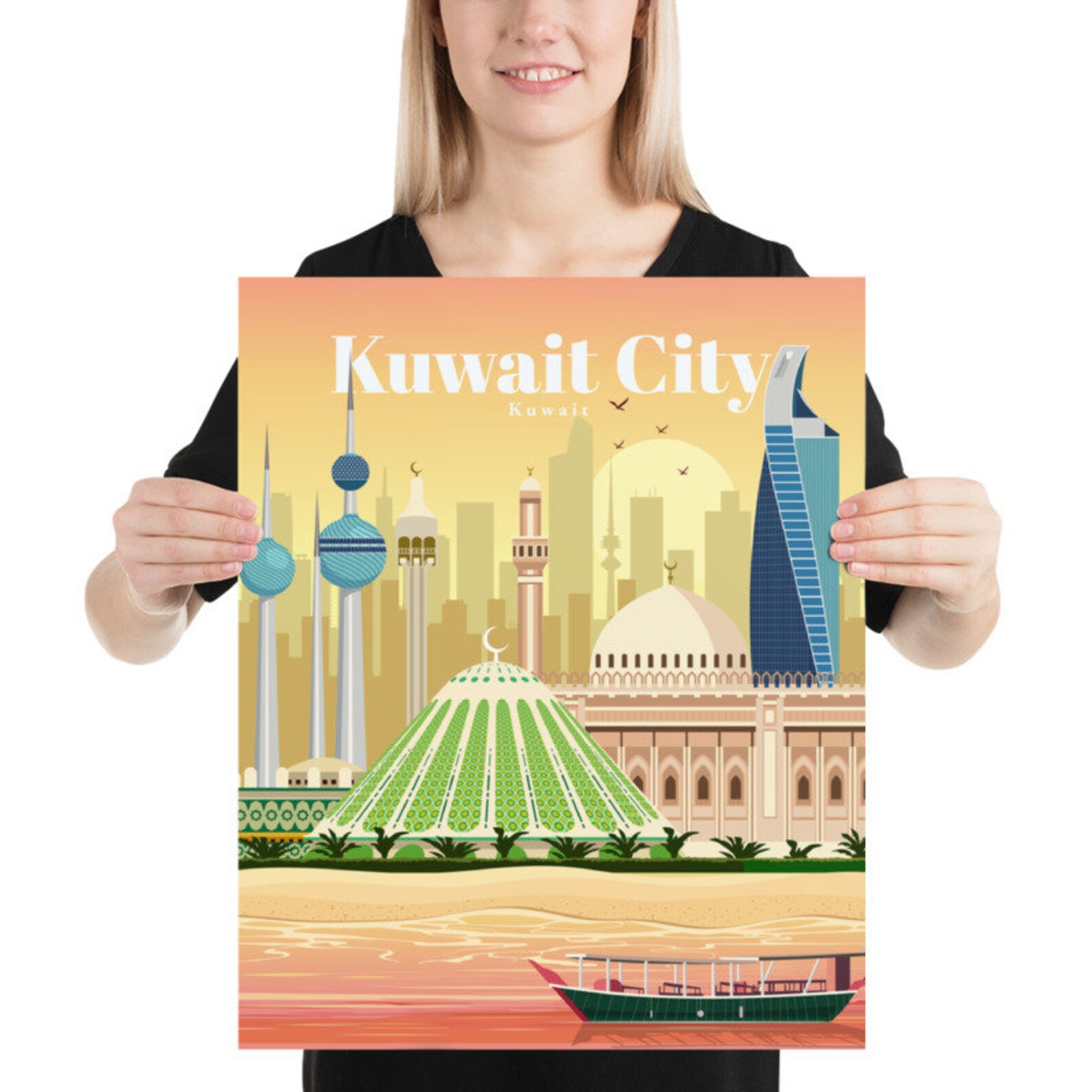Kuwait City Travel Poster Vintage Print Memento Souvenir - Etsy