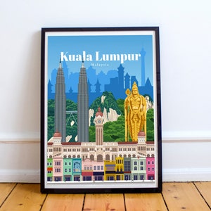 Malaysia Travel Poster - Kuala Lumpur Print - Etsy