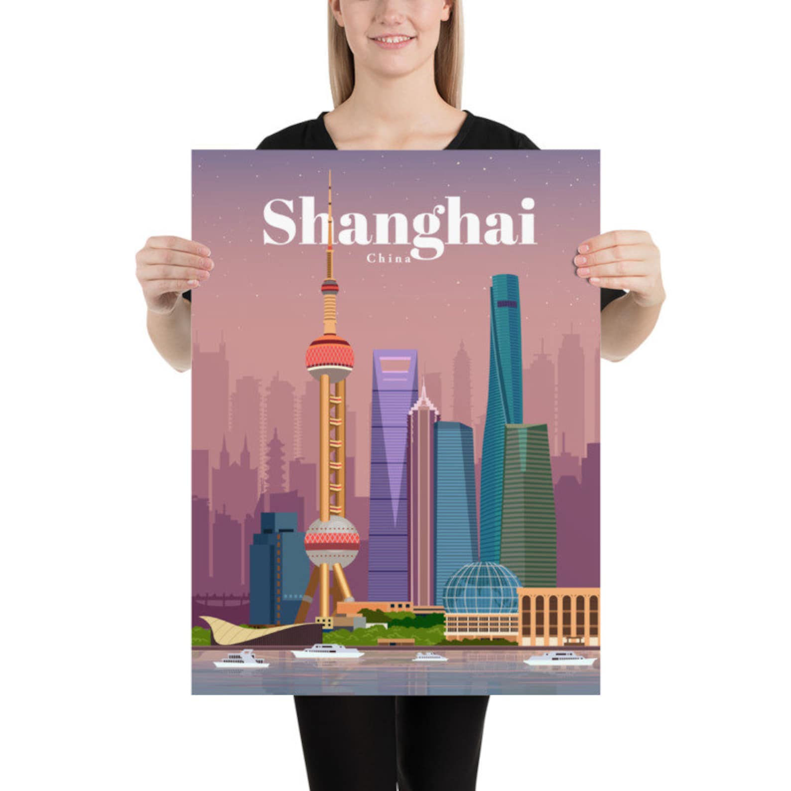 Shanghai Travel Poster Vintage Print Souvenir Gift From - Etsy