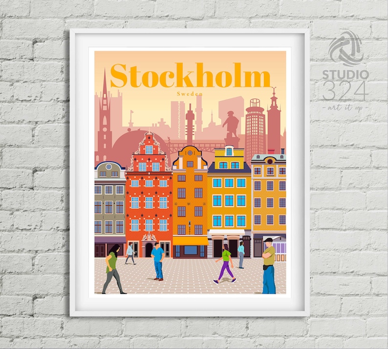 Sweden Travel Poster Stockholm Print - Etsy