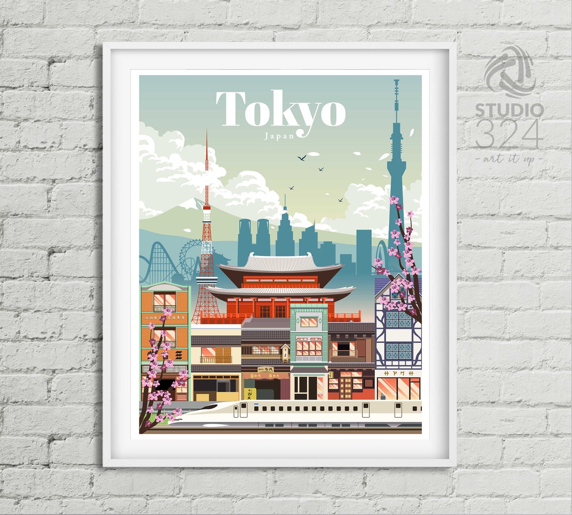 Japan Travel Poster Tokyo Print - Etsy