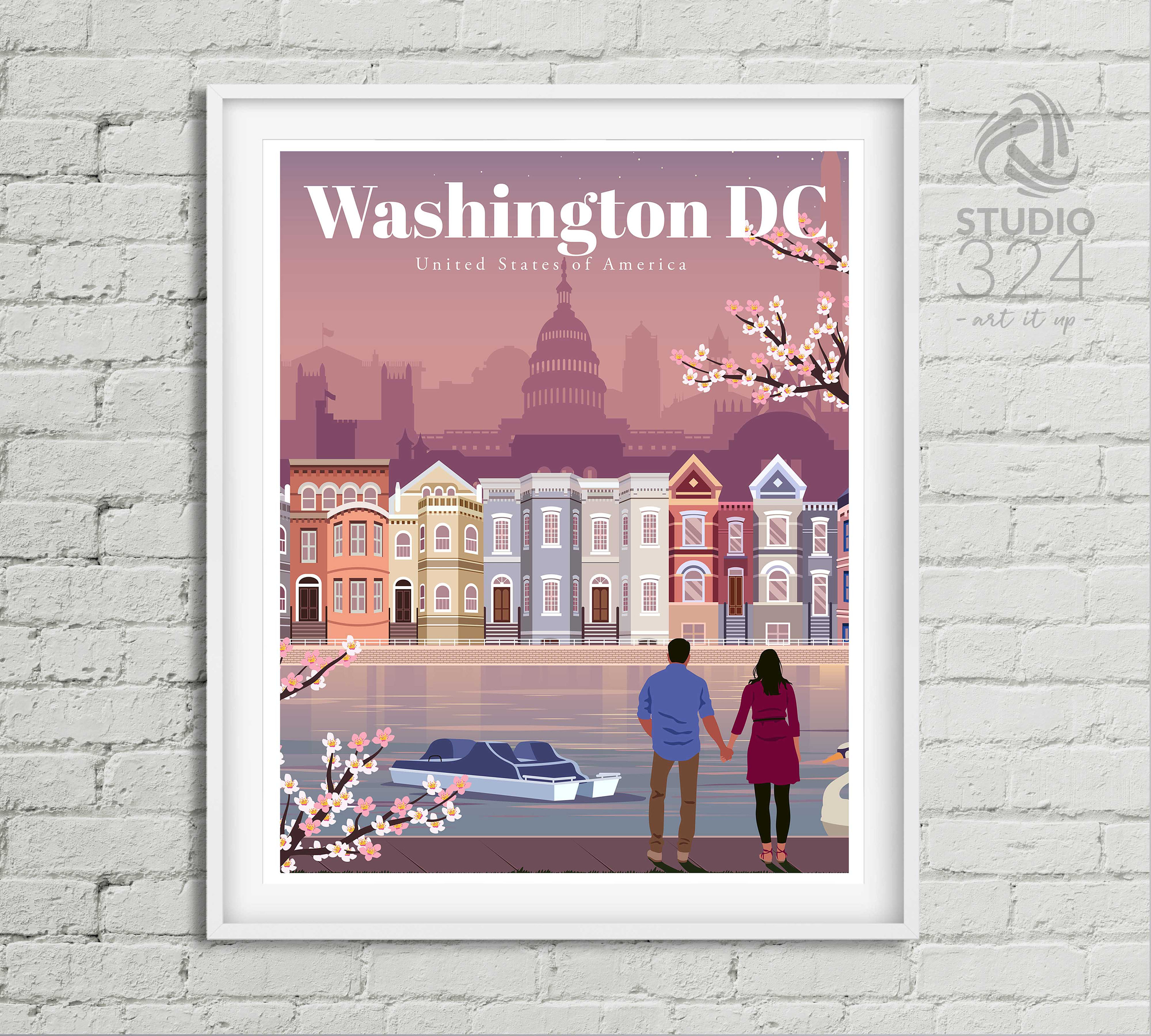 Washington DC Travel Poster, Digital Wall Art Print and Illustration ...