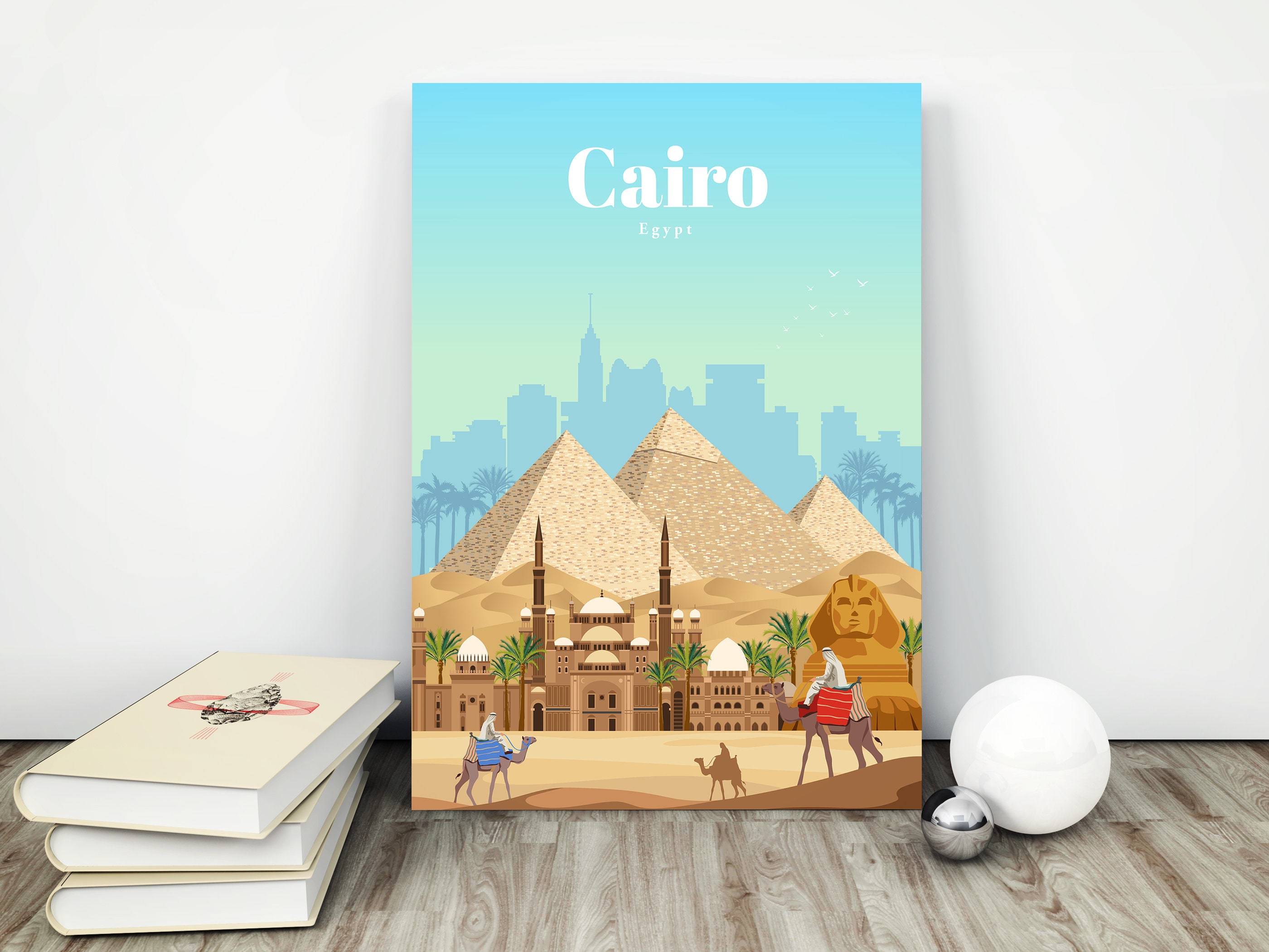 Cairo City Travel Poster Egypt Wall Art Prints Vintage | Etsy