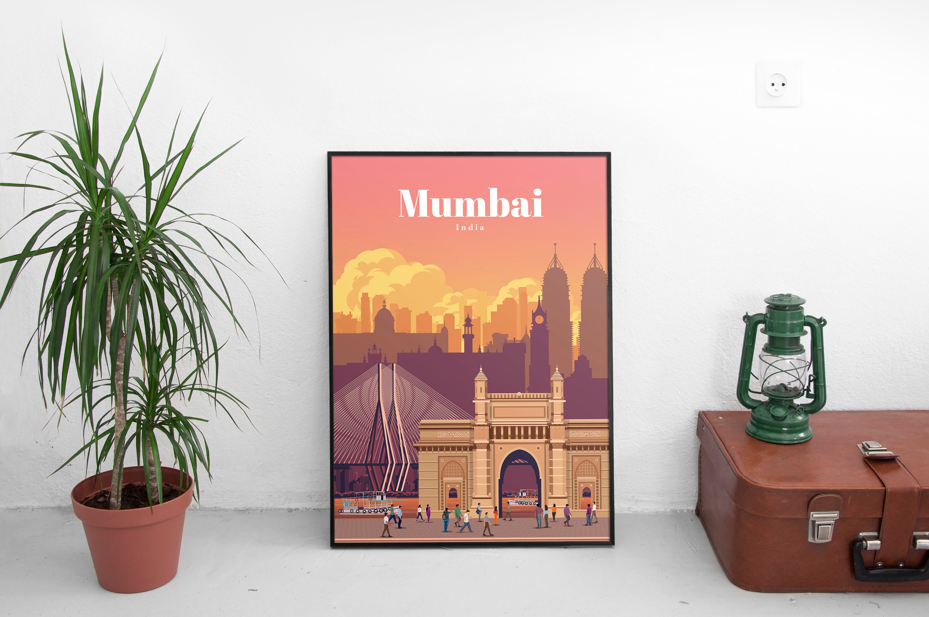 Mumbai City Travel Poster Print Vintage Memento Souvenir | Etsy