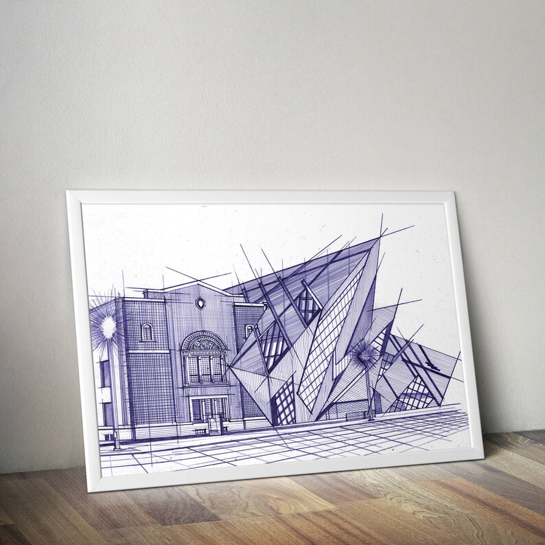 Toronto Royal Ontario Museum, Landmark Art Print, Architecture Sketch ...