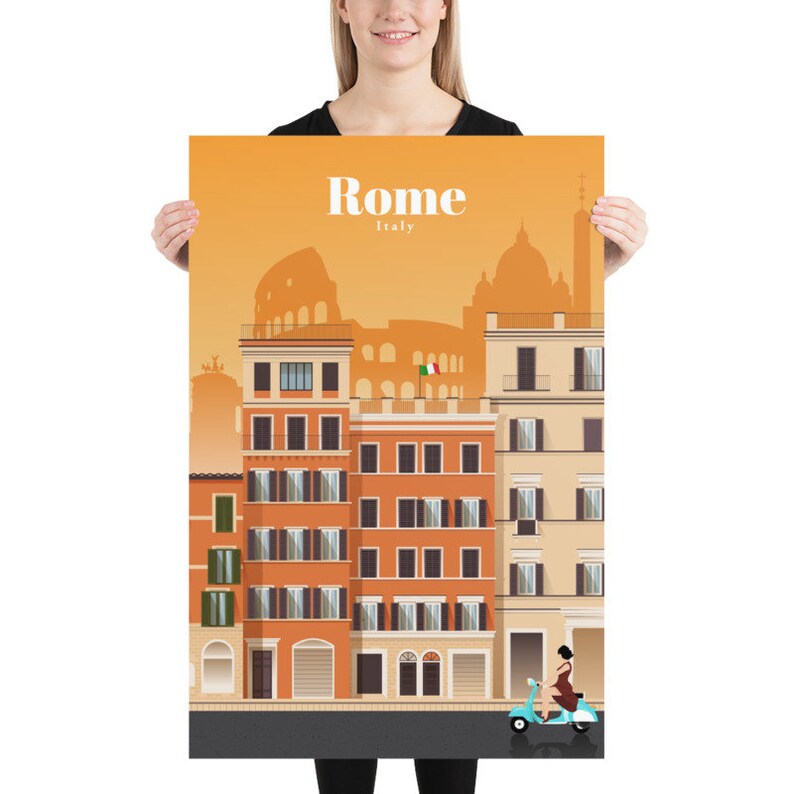 Affiche de voyage de la ville de Rome, impression vintage, souvenir de ...