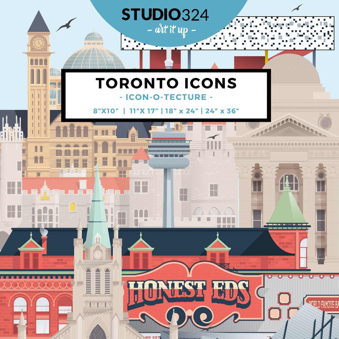 Digital Art Print and Illustration of Toronto's Landmarks and Skyline ...