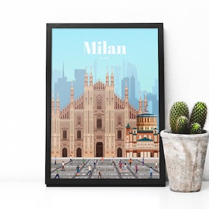 Italy Travel Poster - Milan Print - Etsy