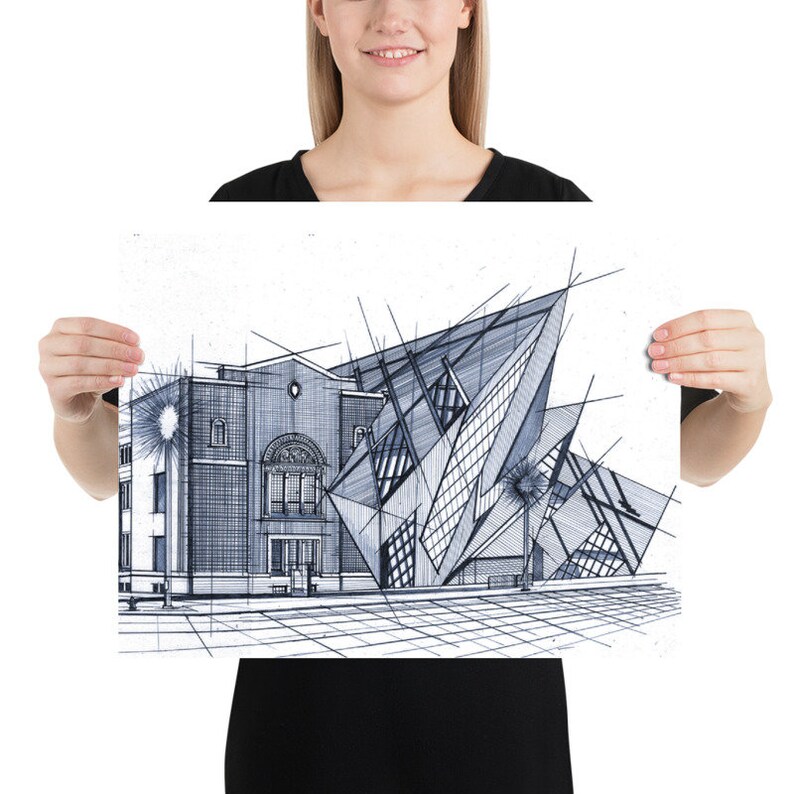 Toronto Royal Ontario Museum, Landmark Art Print, Architecture Sketch ...
