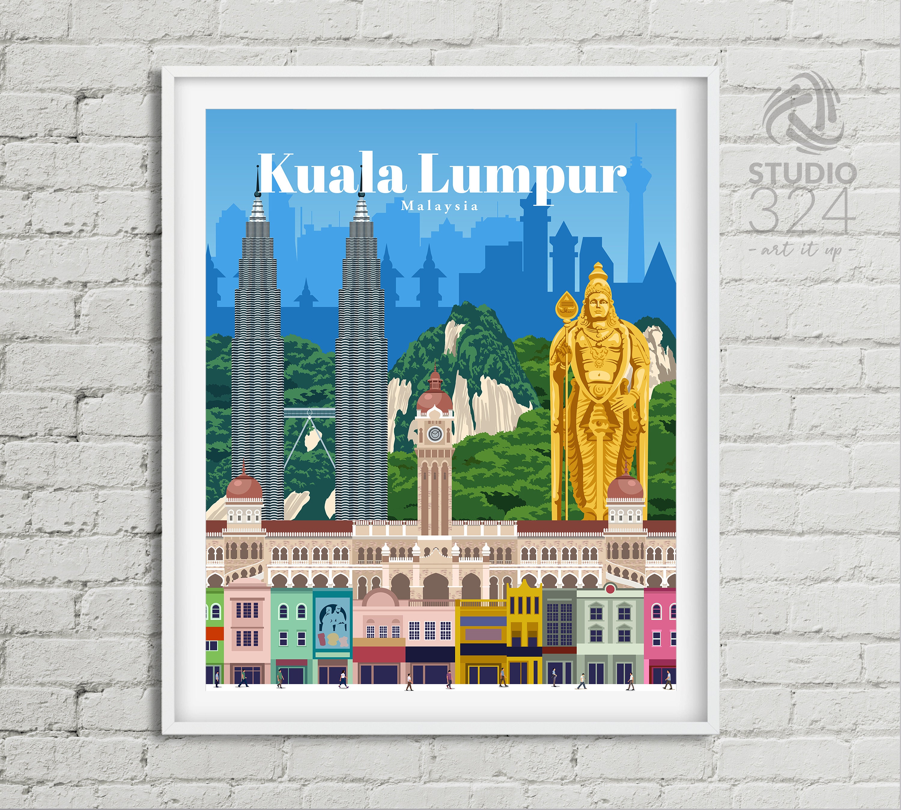 Malaysia Travel Poster - Kuala Lumpur Print - Etsy