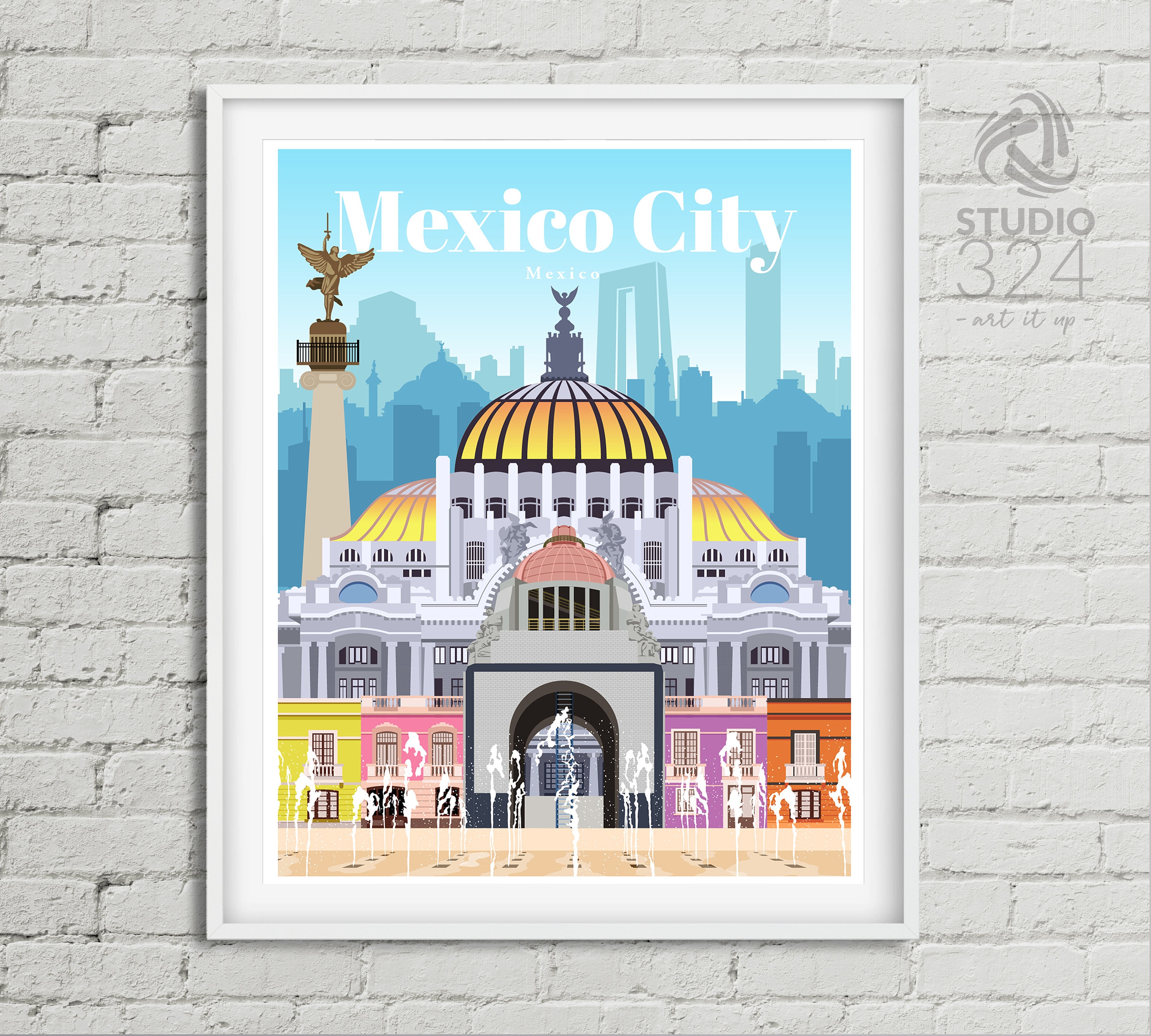 Mexico City print Mexico travel poster architecture poster | Etsy