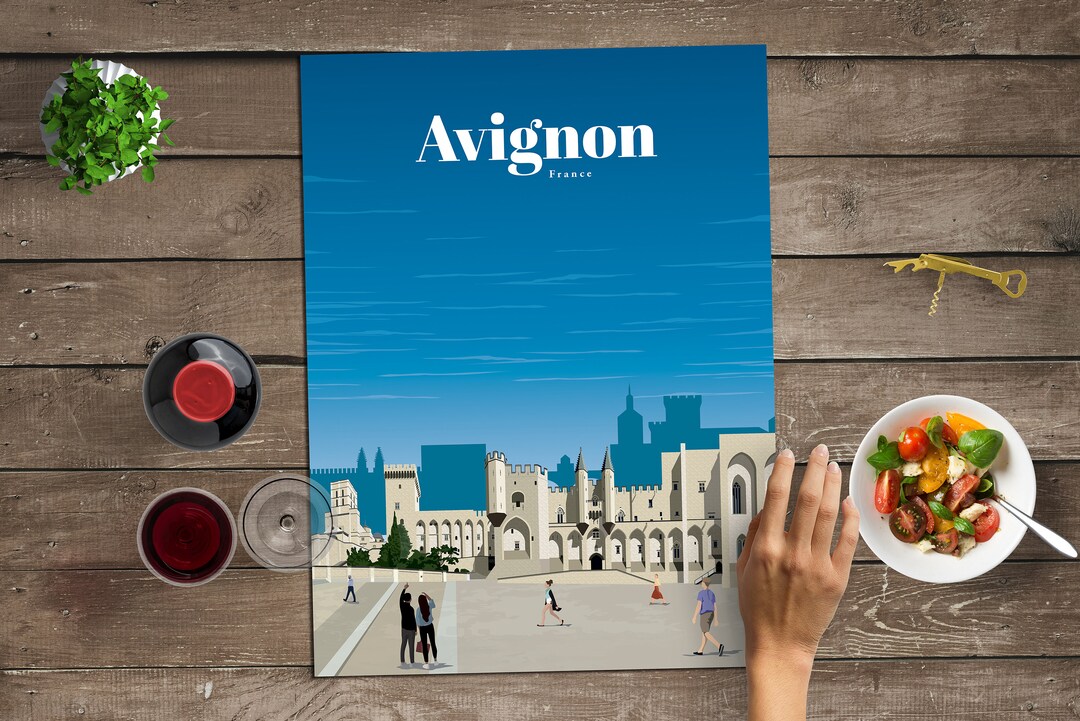 Avignon Print, Avignon City Skyline Poster, Avignon Wall Art Prints, France Travel Posters ...